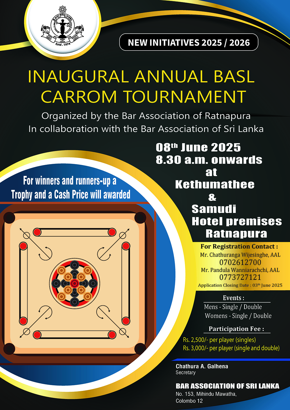 INAUGURAL ANNUAL BASL CARROM TOURNAMENT - BASL