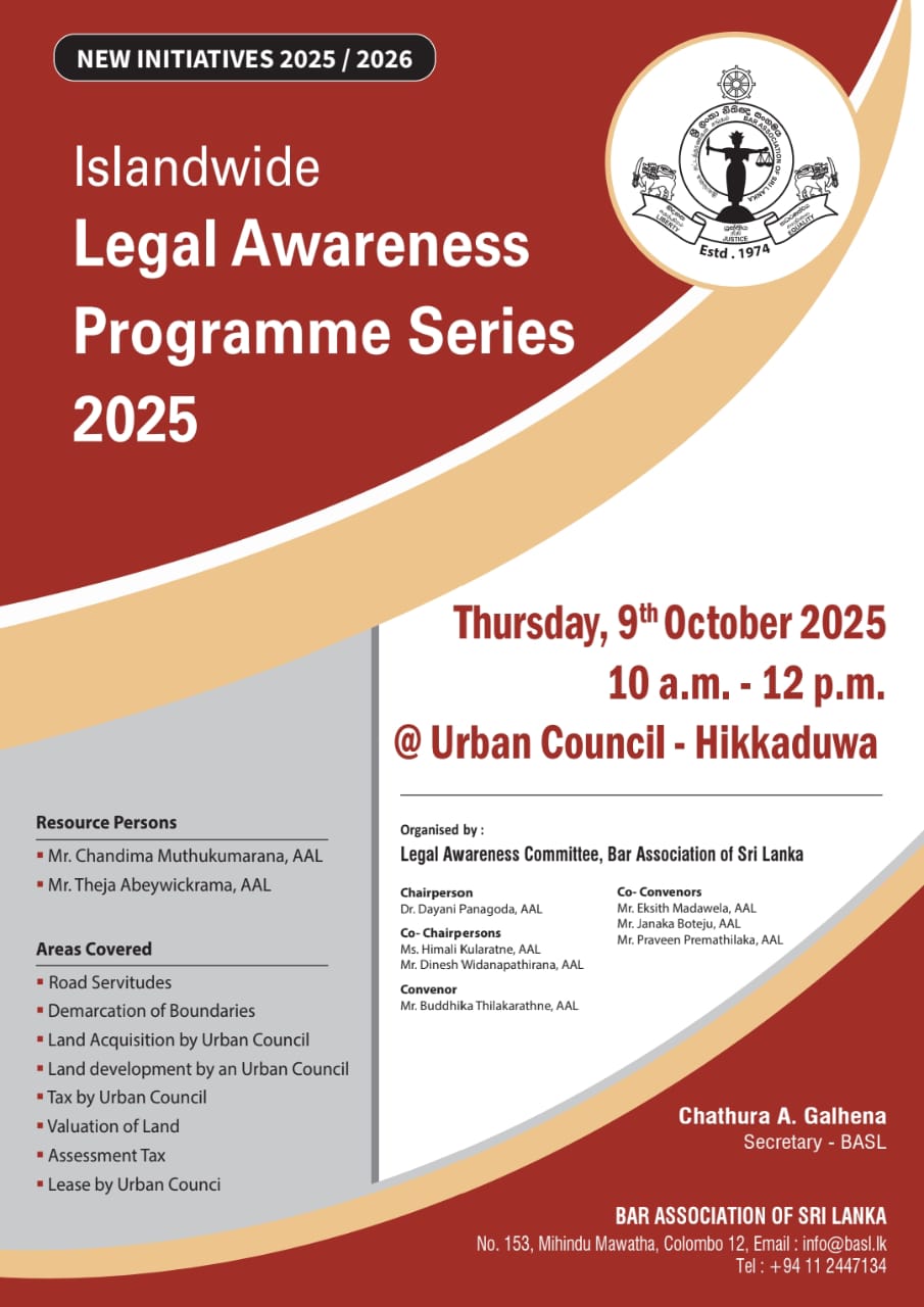 BASL Islandwide Legal Awareness Programme Series 2025 - BASL